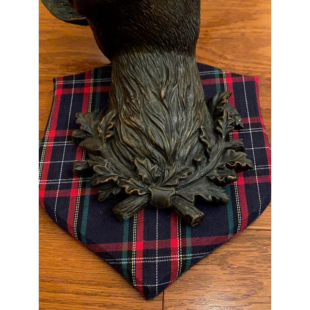 Contemporary Deer Buck Head 8 Point Antlers Wall Plaque on Plaid Fabric ...