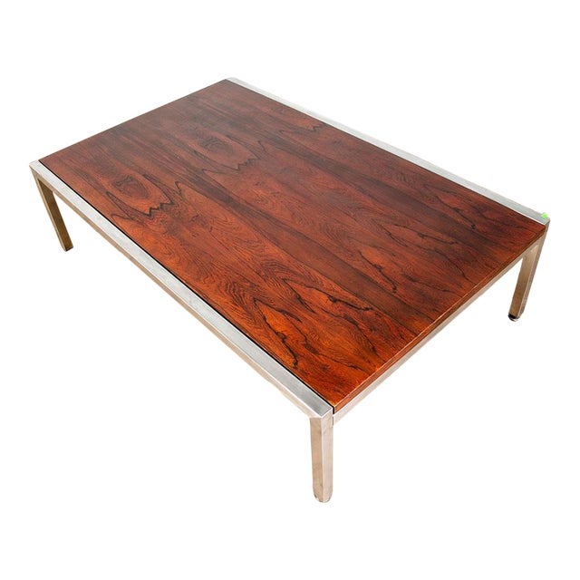 1960s Mid Century Danish Modern Brazilian Rosewood Large Steel Coffee ...