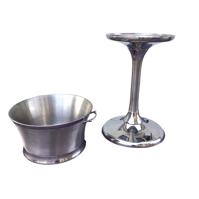 Frontgate Metal Beverage Ice Bucket on Stand | Chairish