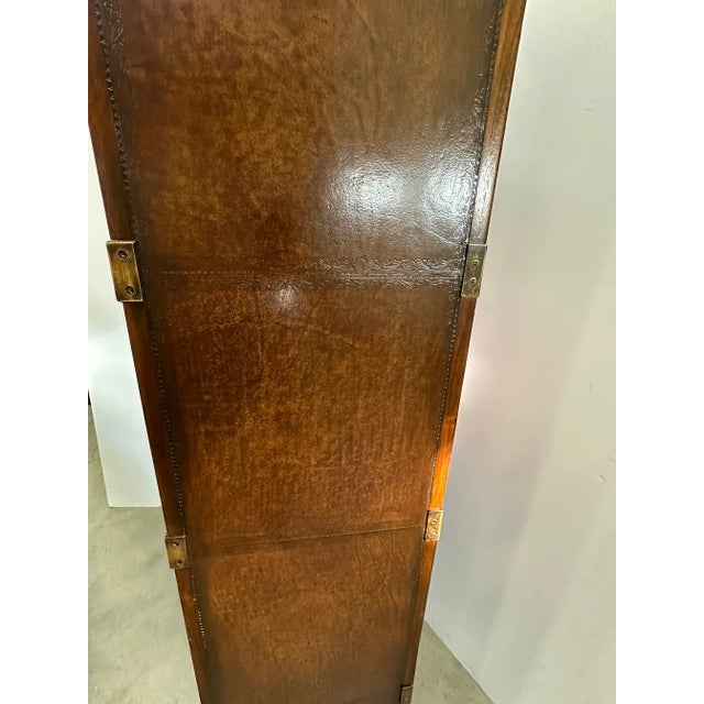 Campaign Style Leather Wrapped Bookcase | Chairish