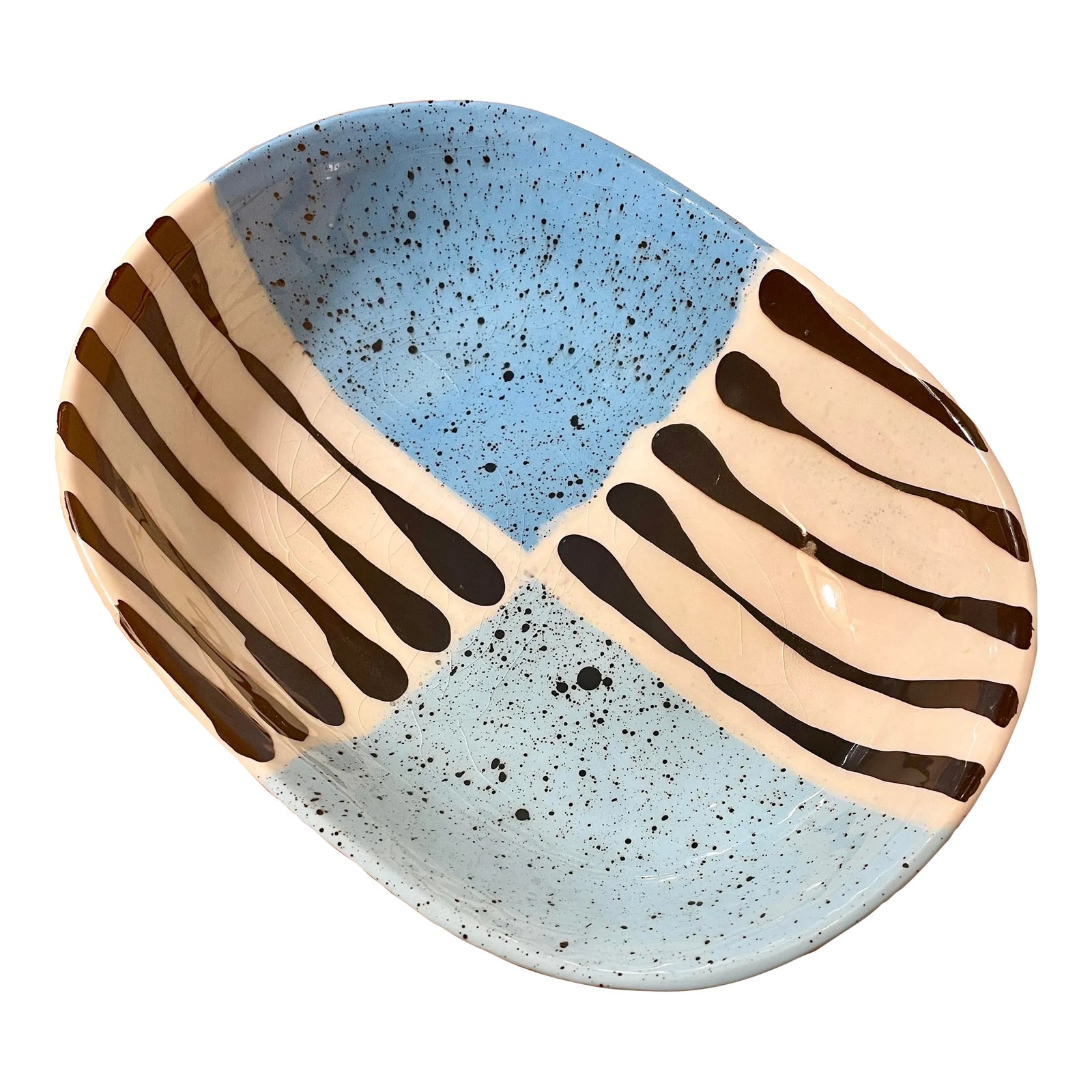 Jack Charney Attributed Studio Pottery Blue and Black Splatter Glazed ...