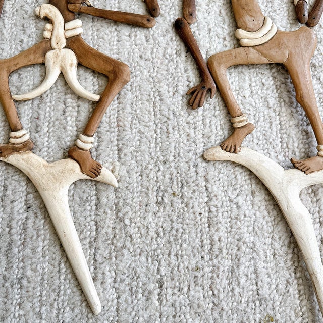 Vintage Large African Shadow Puppet Art Wooden Teak Art | Chairish