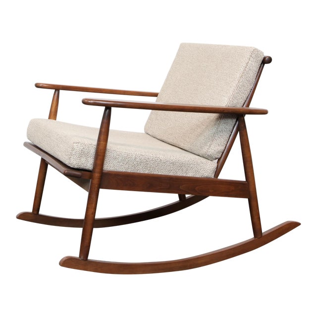 1970s Vintage Mid-Century Modern Rocking Lounge Chair With New ...