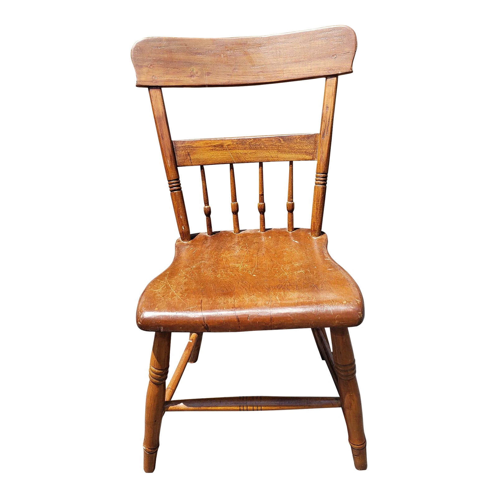19th Century Early American Maple Planks Side Chair | Chairish