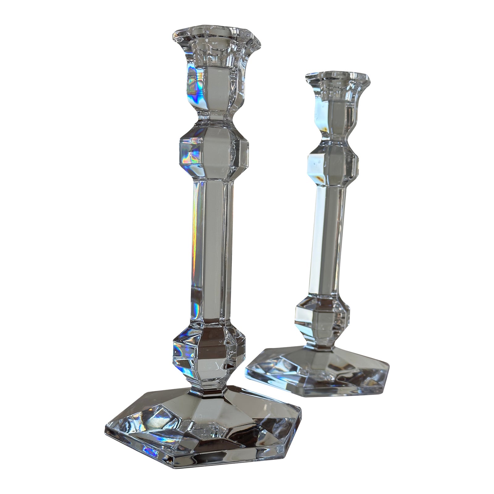 Vintage Val Saint Lambert Crystal Candlesticks- Set of 2 | Chairish