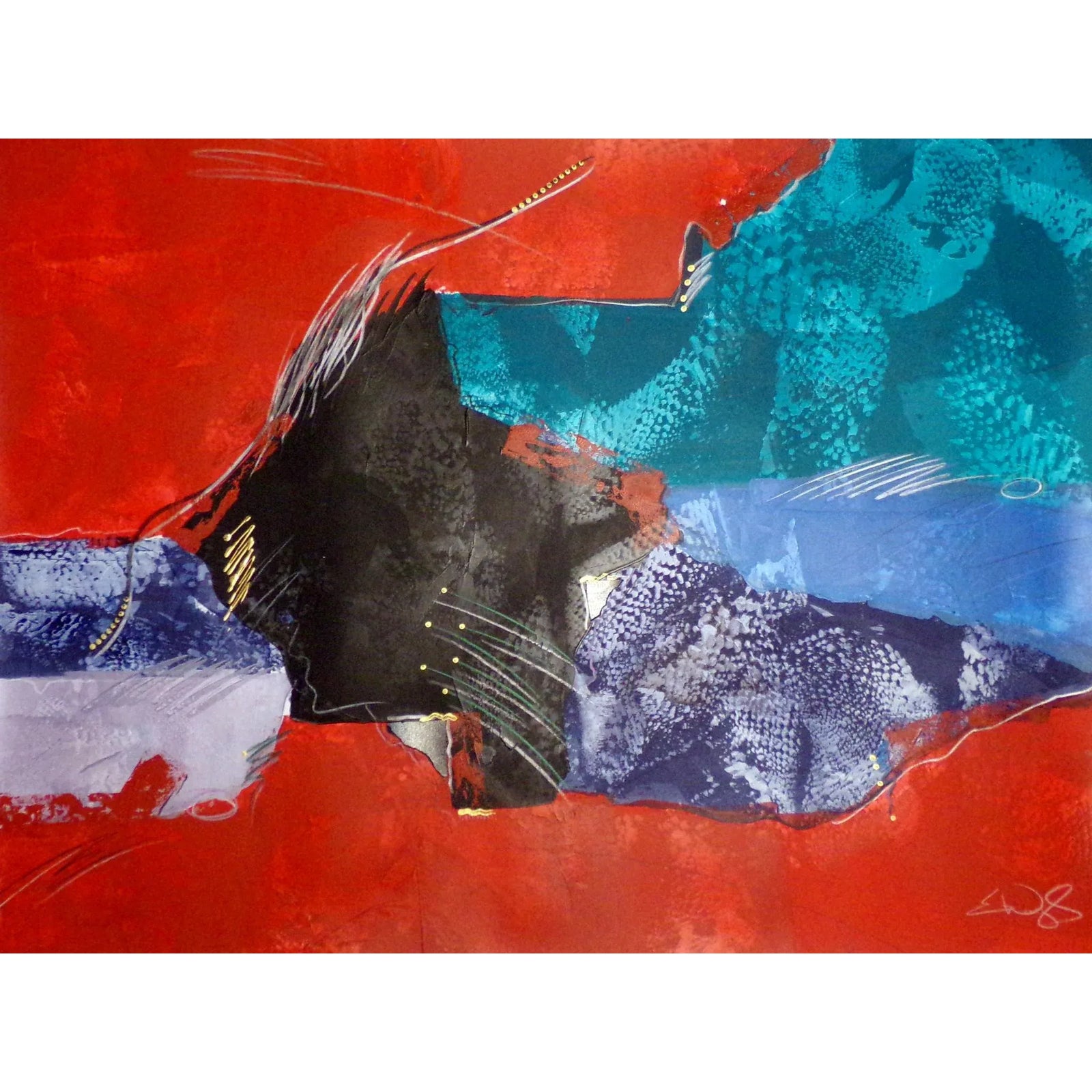 1980s Eric Waugh "Comp I" Original Signed Artwork Mixed Media Painting ...