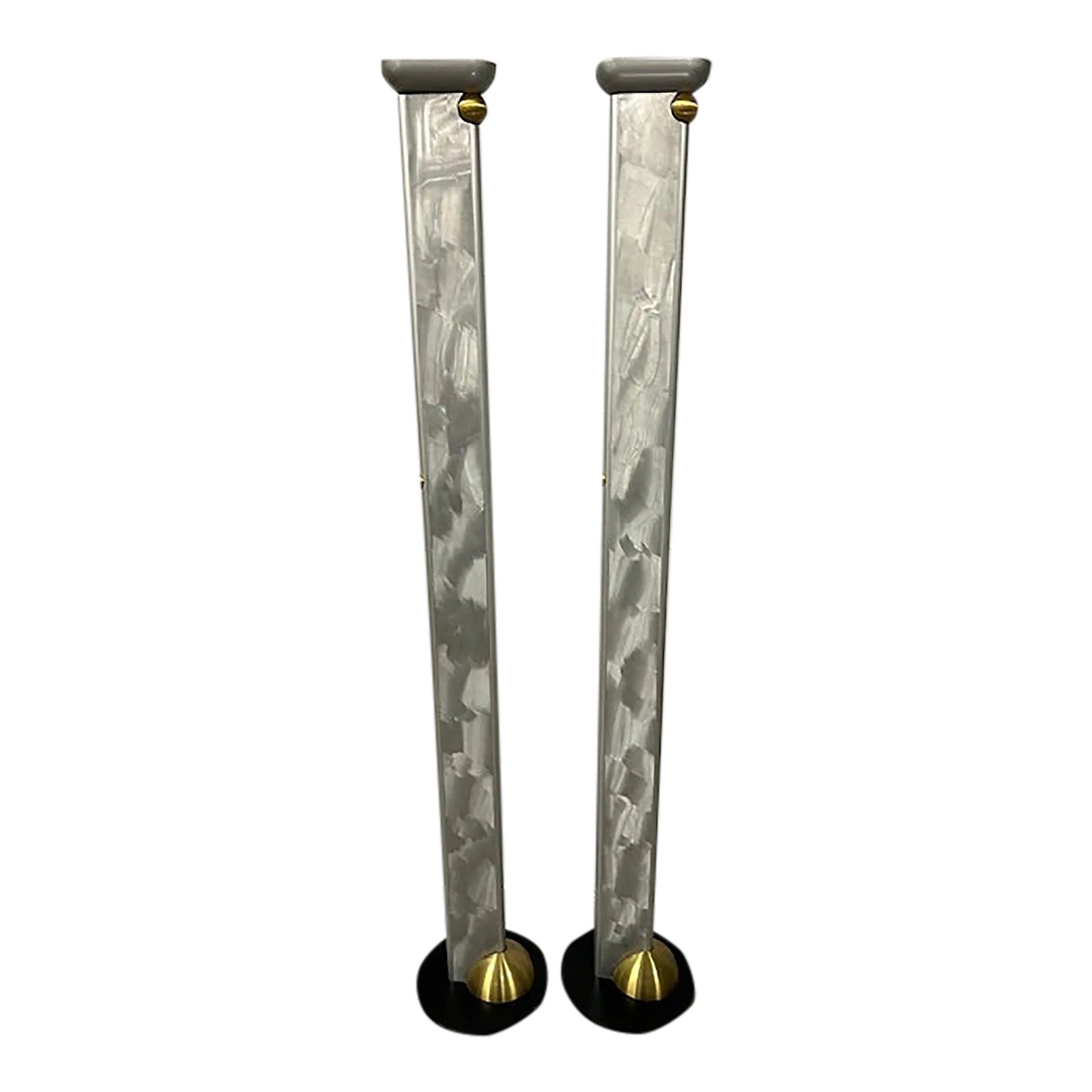 Late 20th Century Ron Rezek Signed Aluminum Torchier Floor Lamps, a ...