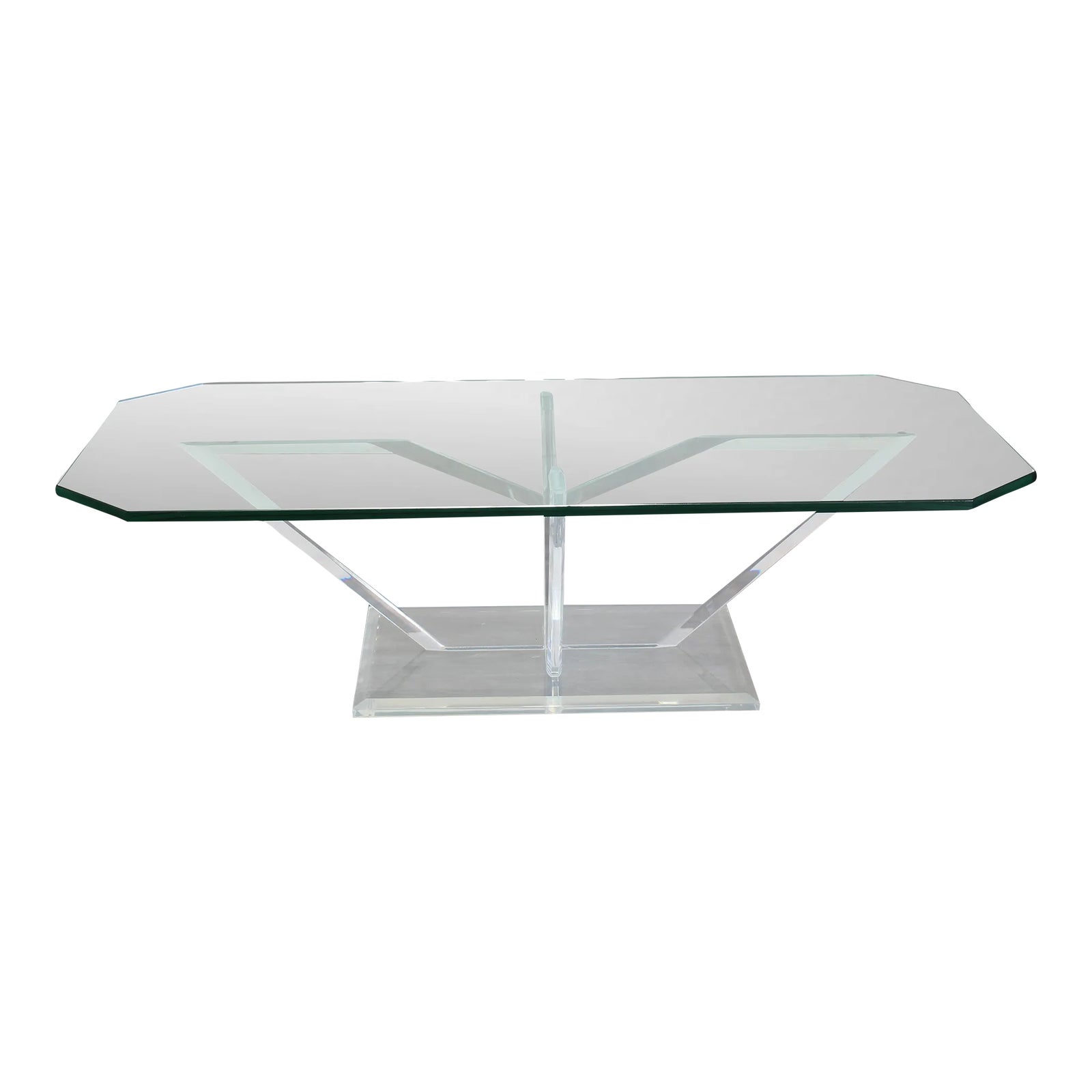 Vintage Sculptural Lucite Coffee Table With Glass Top | Chairish