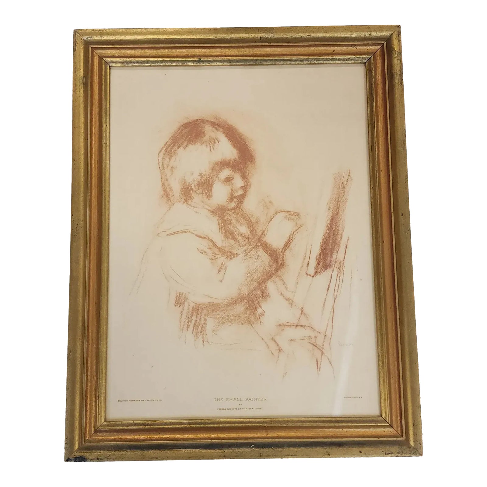 Antique Framed Early Pierre August Renoir "The Small Painter" Framed ...