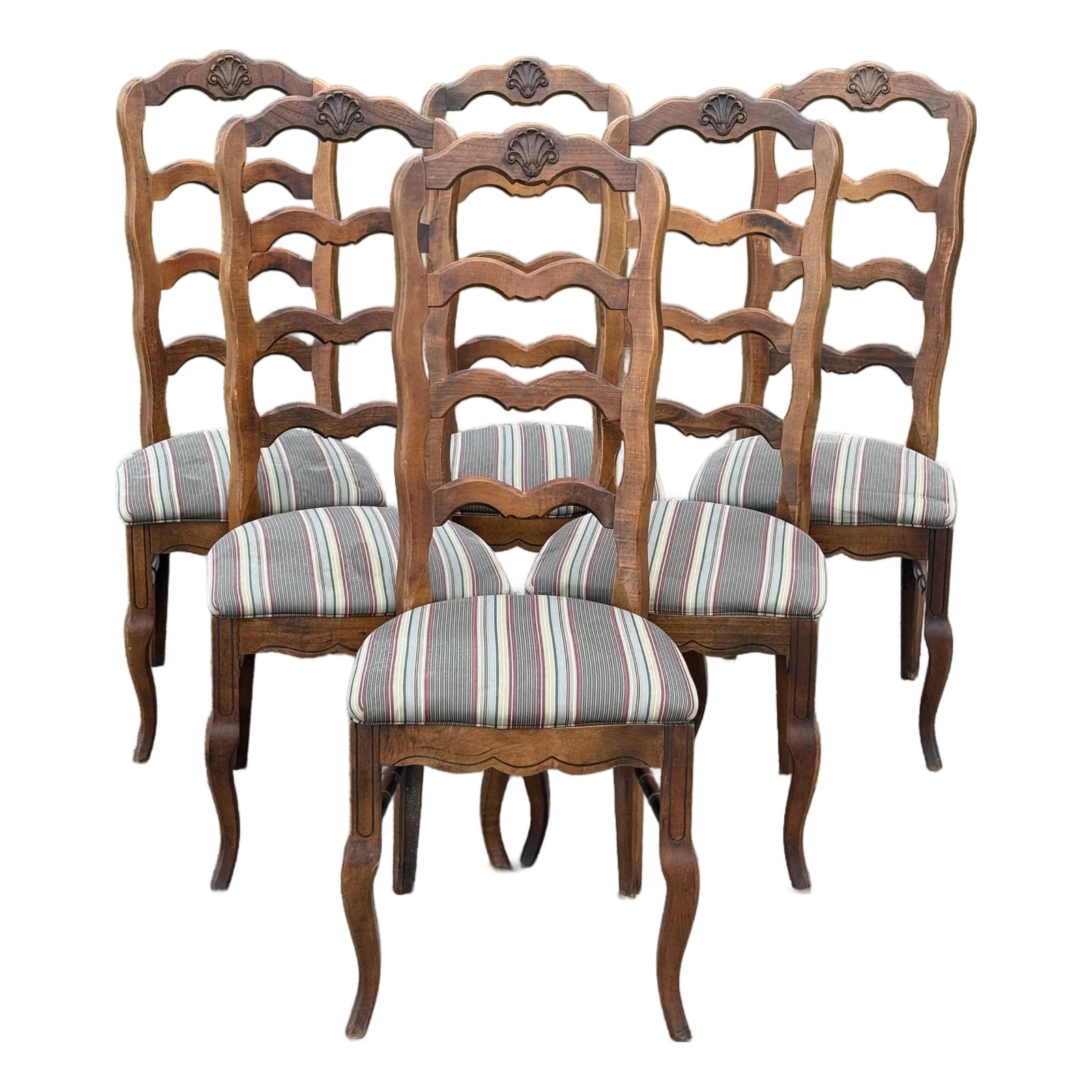20th Century Country French Ladderback Chairs - Set of 6 | Chairish