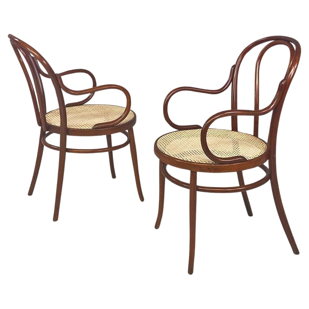 Set of Mid-Century Italian Beech Wood and Vienna Straw Chairs from ...