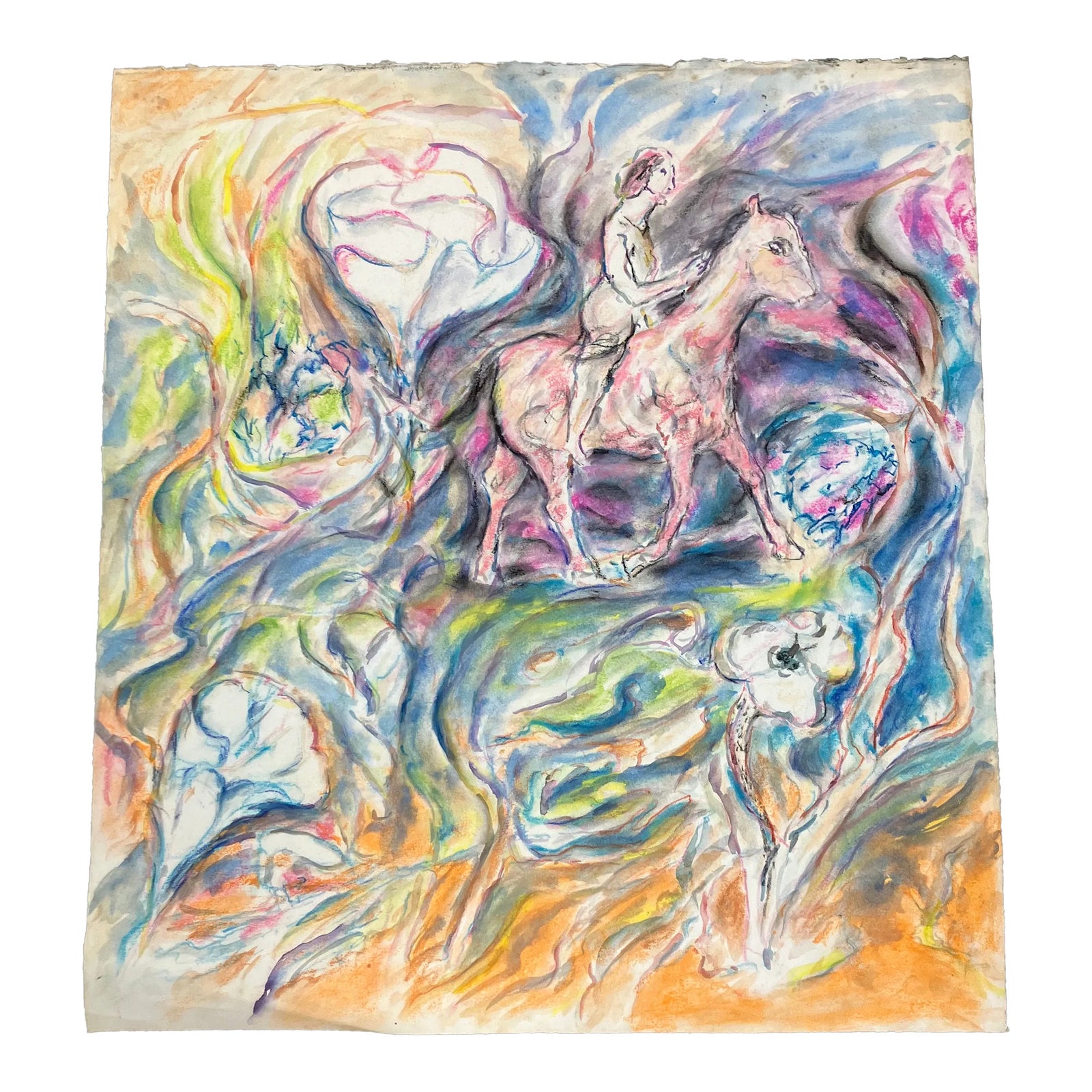 1970’s Original Abstract Expressionist Watercolor/Pastel Painting ...