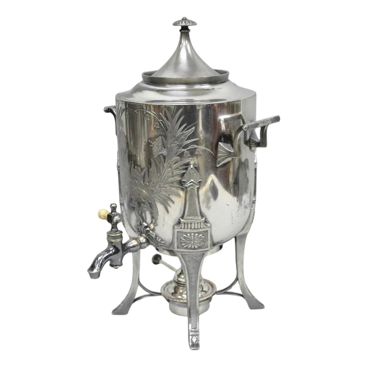 Antique Victorian Silver Plated Floral Engraved Coffee Samovar by ...