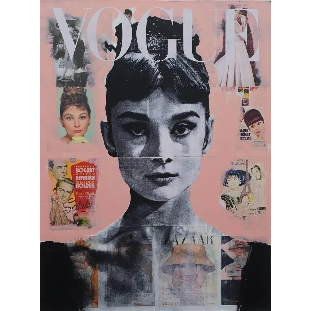 Audrey Hepburn Collage Painting by Dane Shue | Chairish