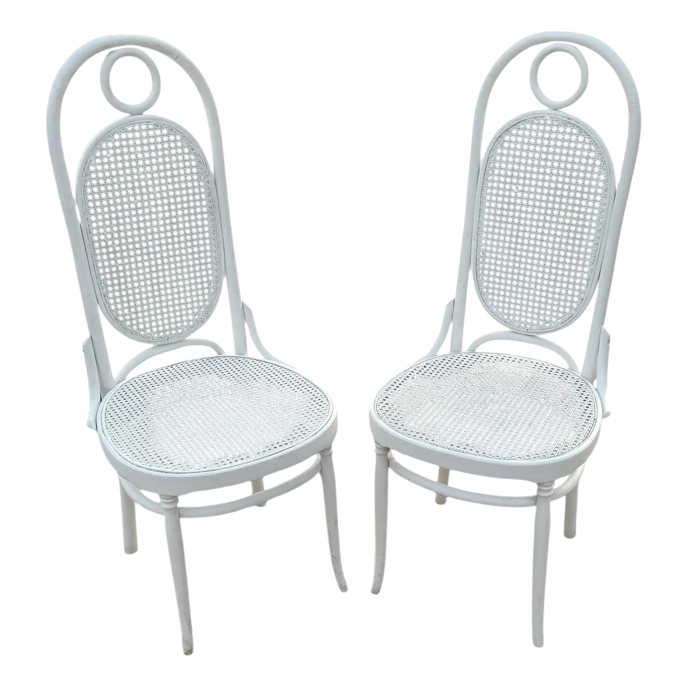 Mid 20th Century Mid Century Pair of White High Back Dining Chairs ...