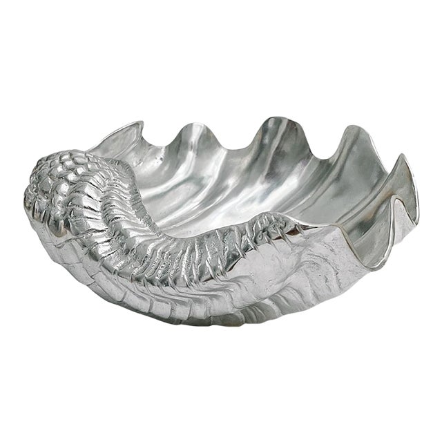 1988 Oversized Arthur Court Aluminum Clam Shell Bowl | Chairish