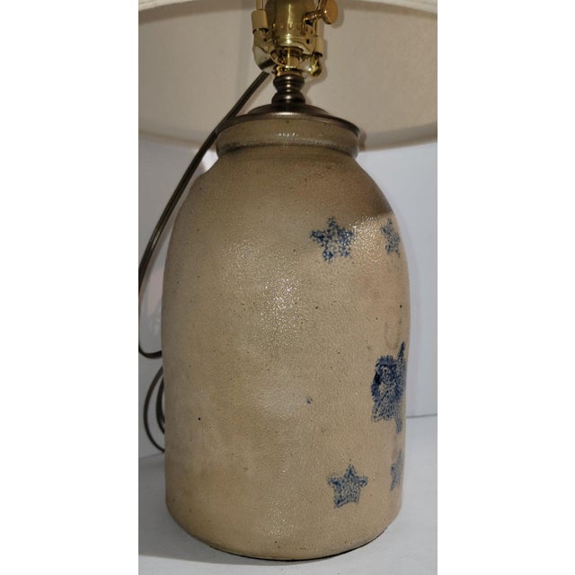 19thc Patriotic Crock Table Lamp With Brass Bird Finial | Chairish