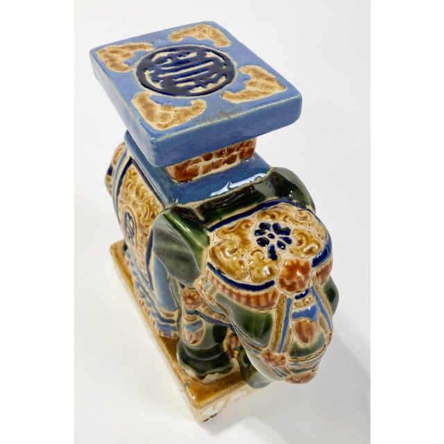 Vintage Colorful Ceramic Elephant Stand or Riser | Chairish