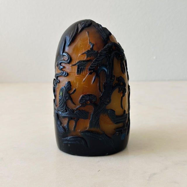 Antique Hand-Carved Chinese Objet Depicting Traditional Figure and ...