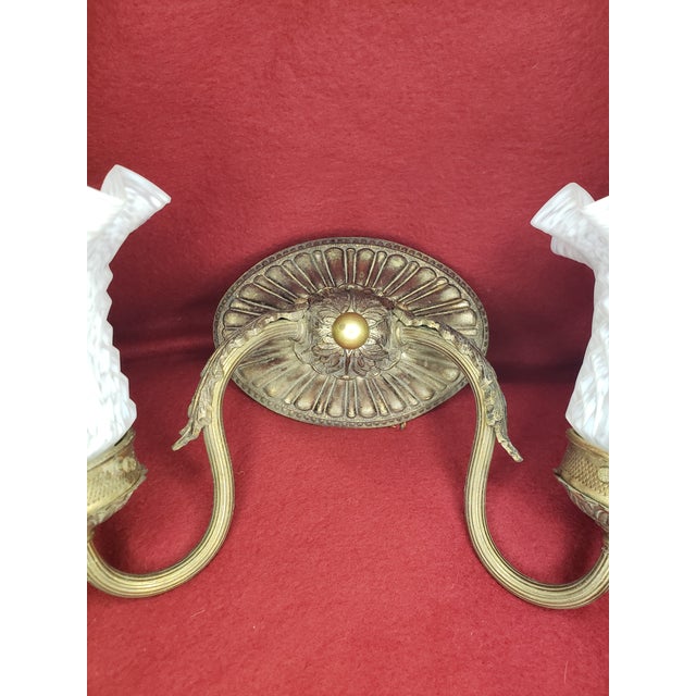 Early 20th Century Victorian Wall Mount Lights With White Lincoln Drape ...