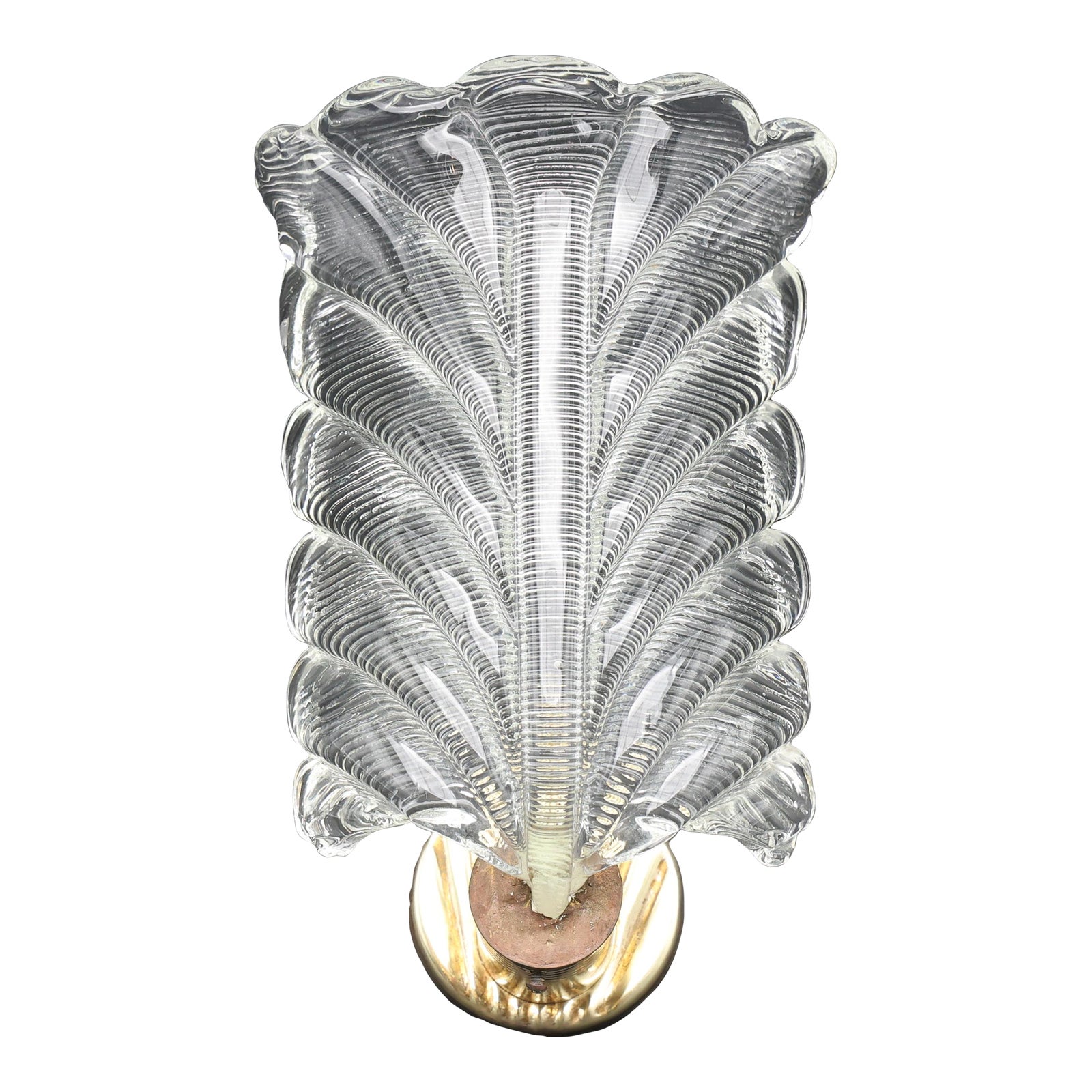 Art Decò Wall Light Trasparent Murano Glass Leave by Barovier E Toso ...
