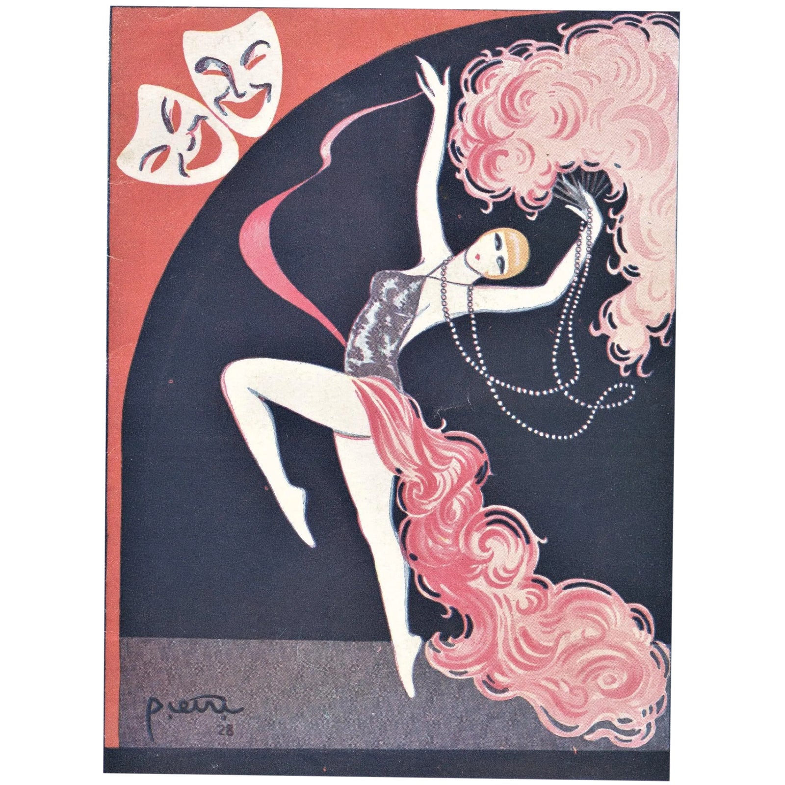 Matted Art Deco French Music Hall Program Print | Chairish