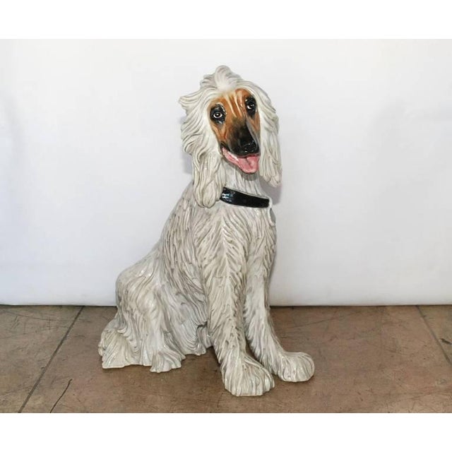 Large Vintage Italian Ceramic Dog Sculpture | Chairish