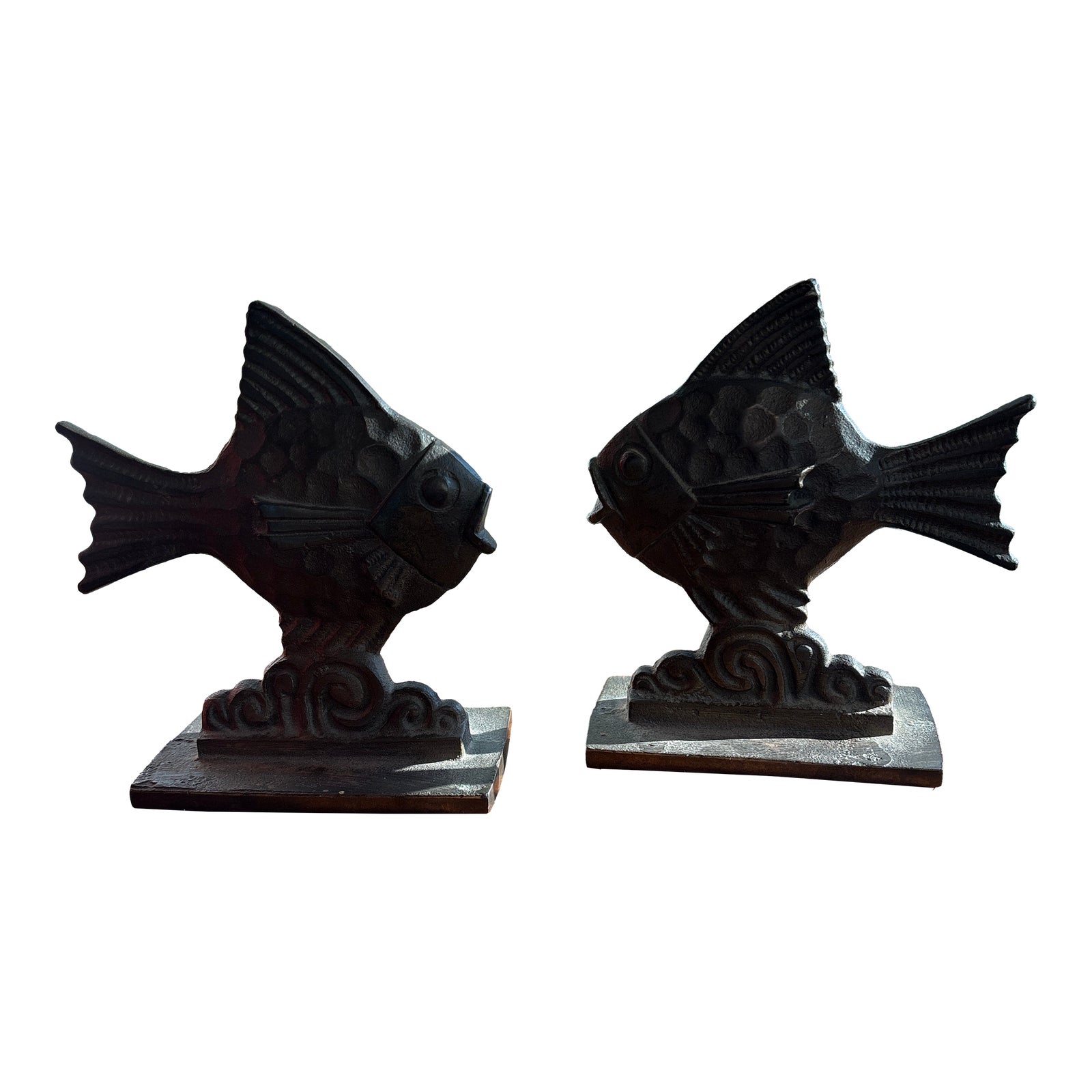 1930s Art Deco Fish Bookends | Chairish