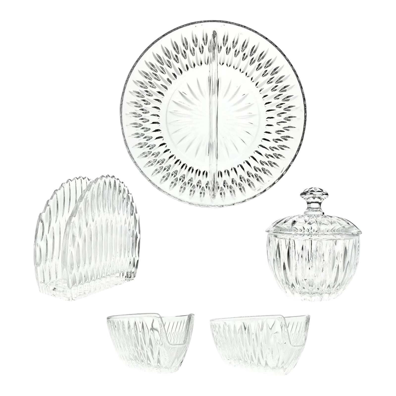 1990s Princess House “Highlights” 5-Piece Crystal Dinnerware Serving ...