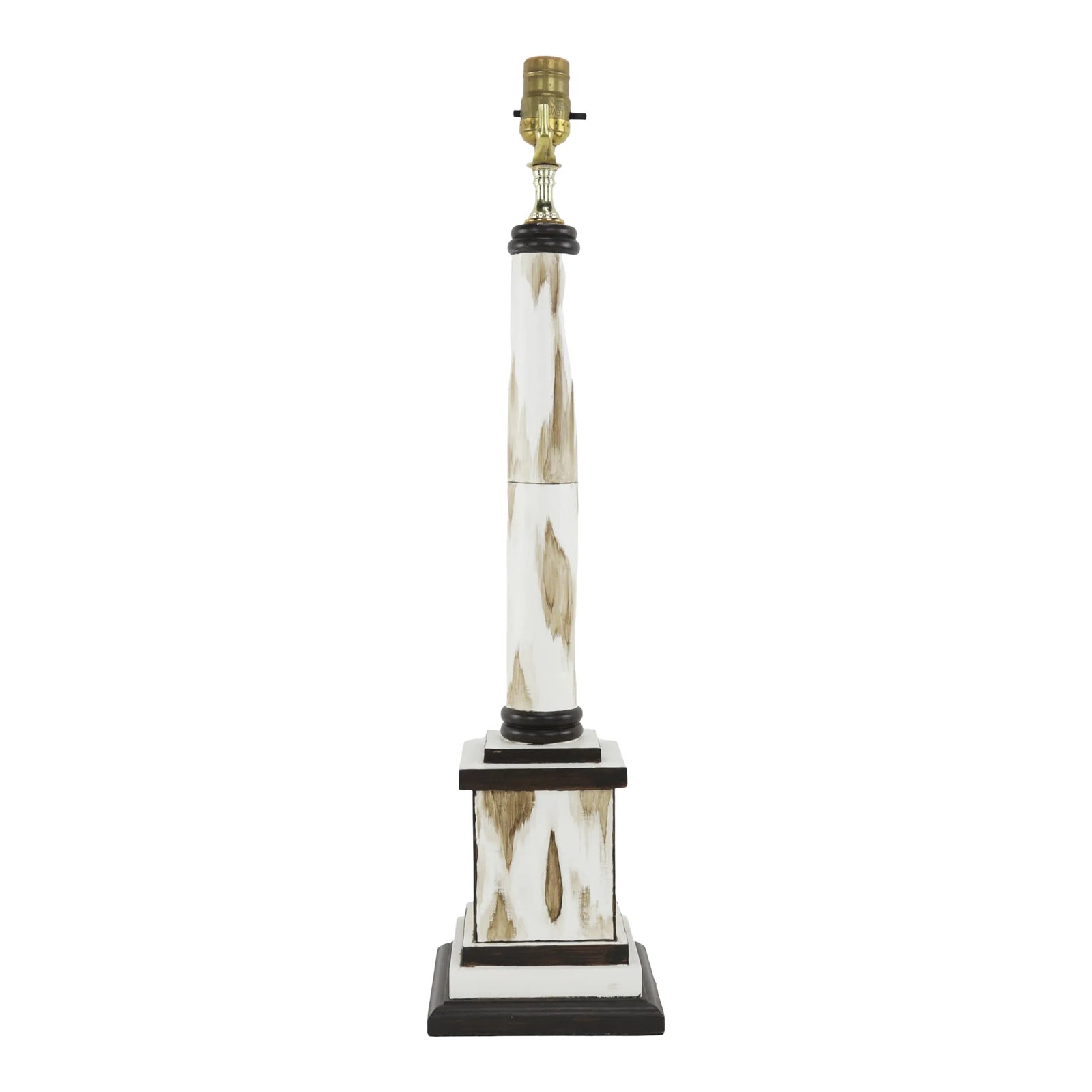 Vintage Wooden Hand Painted Sheepskin Table Lamp | Chairish