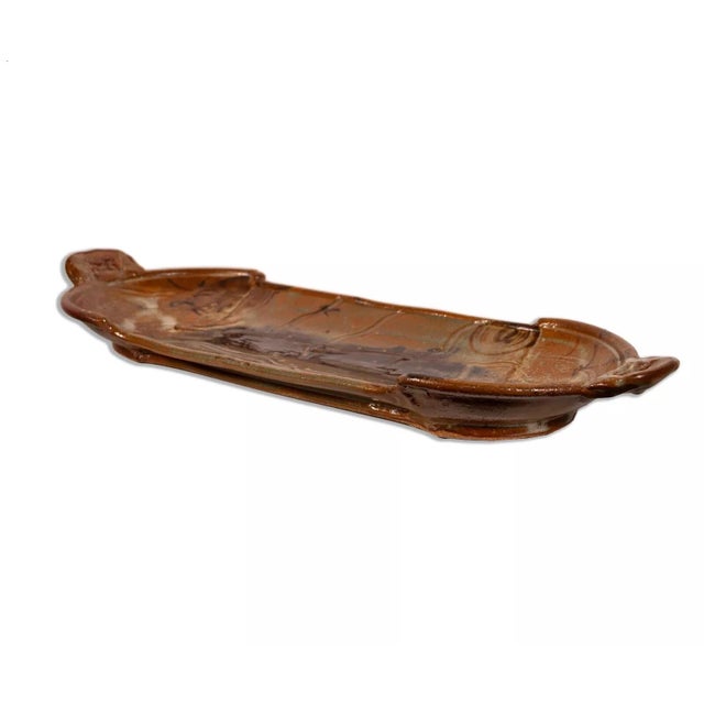 John Glick Round Mid Century Modern Earthtoned Glazed Ceramic Tray ...