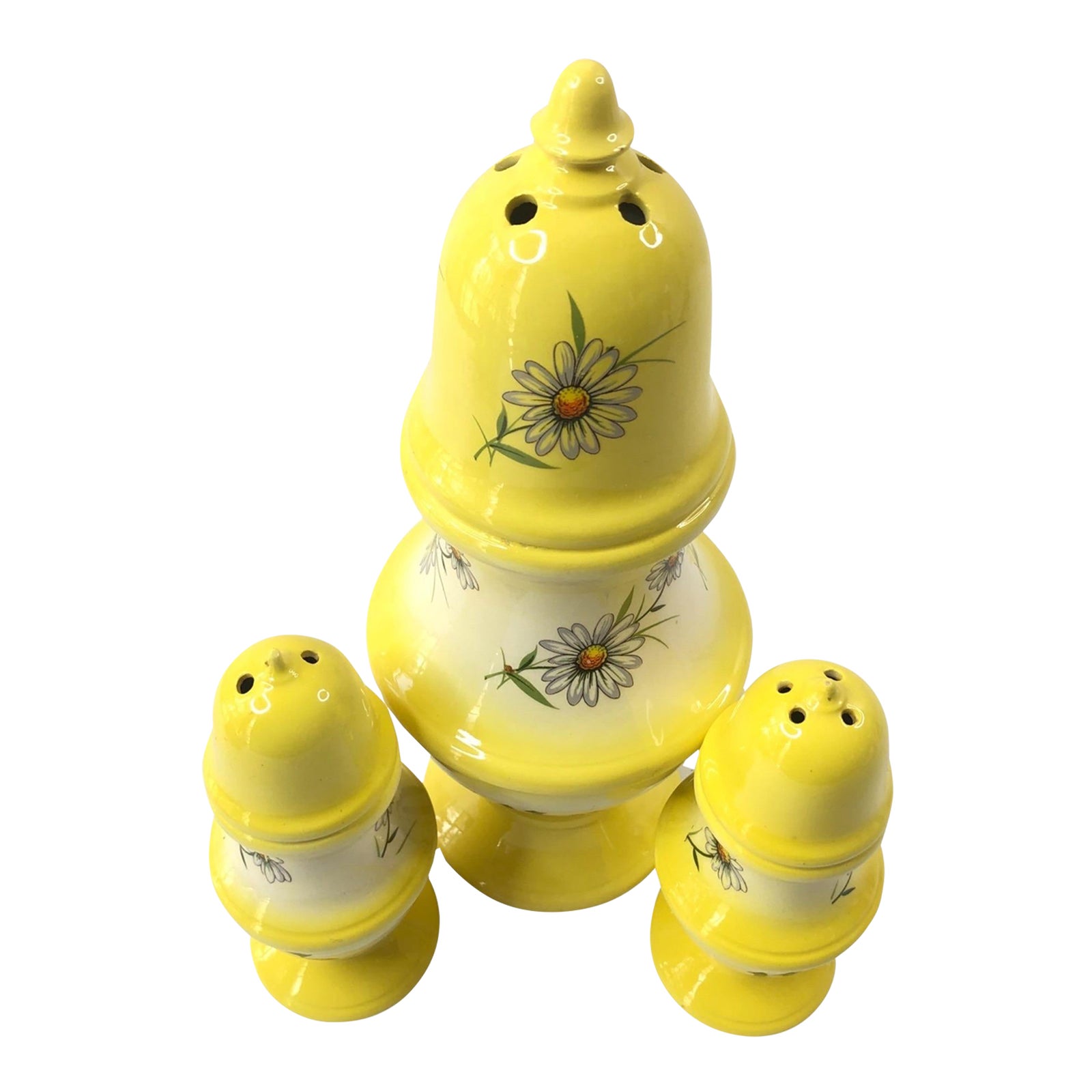 Vintage 1970s Matching Bright Yellow Floral Salt, Pepper & Cheese ...