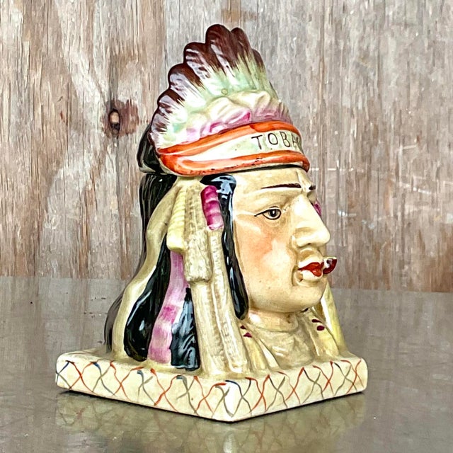 Vintage Boho Glazed Ceramic Tobacco Jar | Chairish