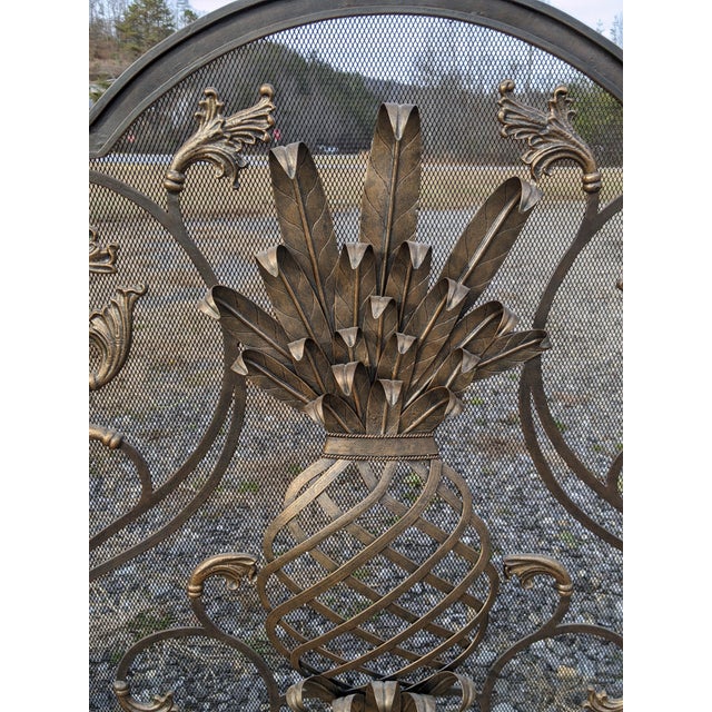 Frontgate Tri-Folding Bronzed Fireplace Fire Screen Ft. Brass Tole ...