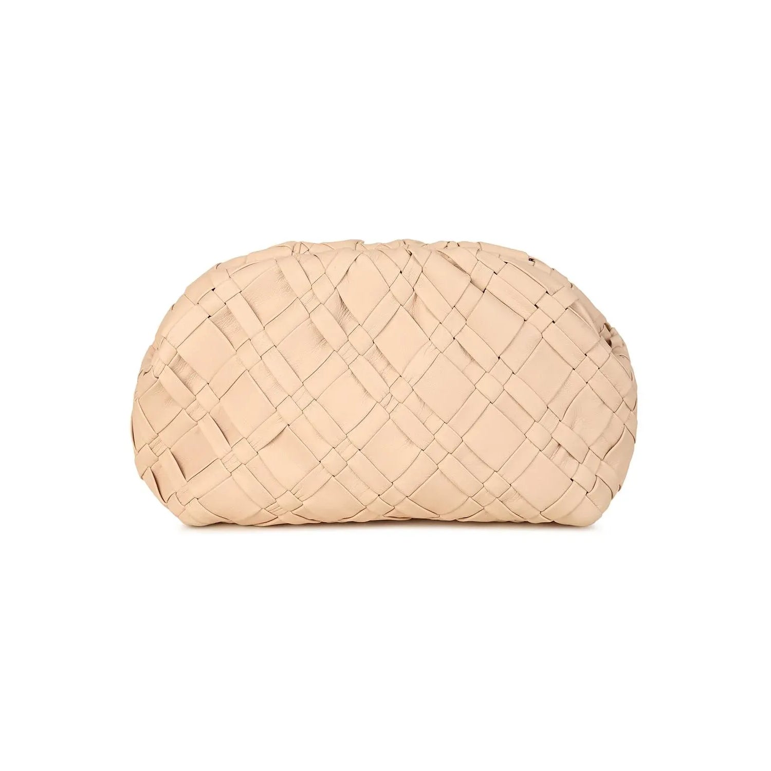 Rafe Woven Leather Aya Frame Clutch, Buff | Chairish