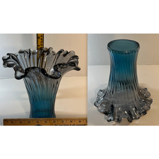 Murano Blue Art Glass Vase | Chairish