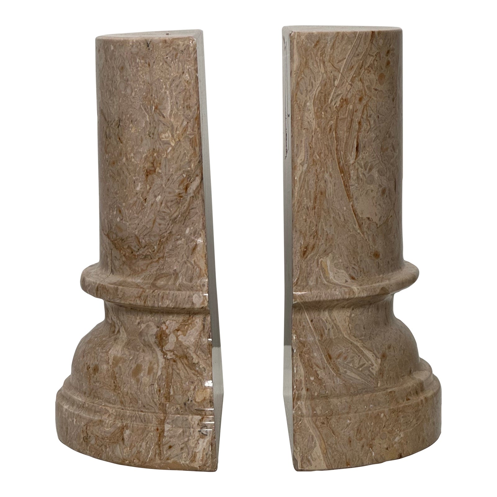 Vintage Classical Roman Cream Marble Column Book Ends, a Pair. | Chairish