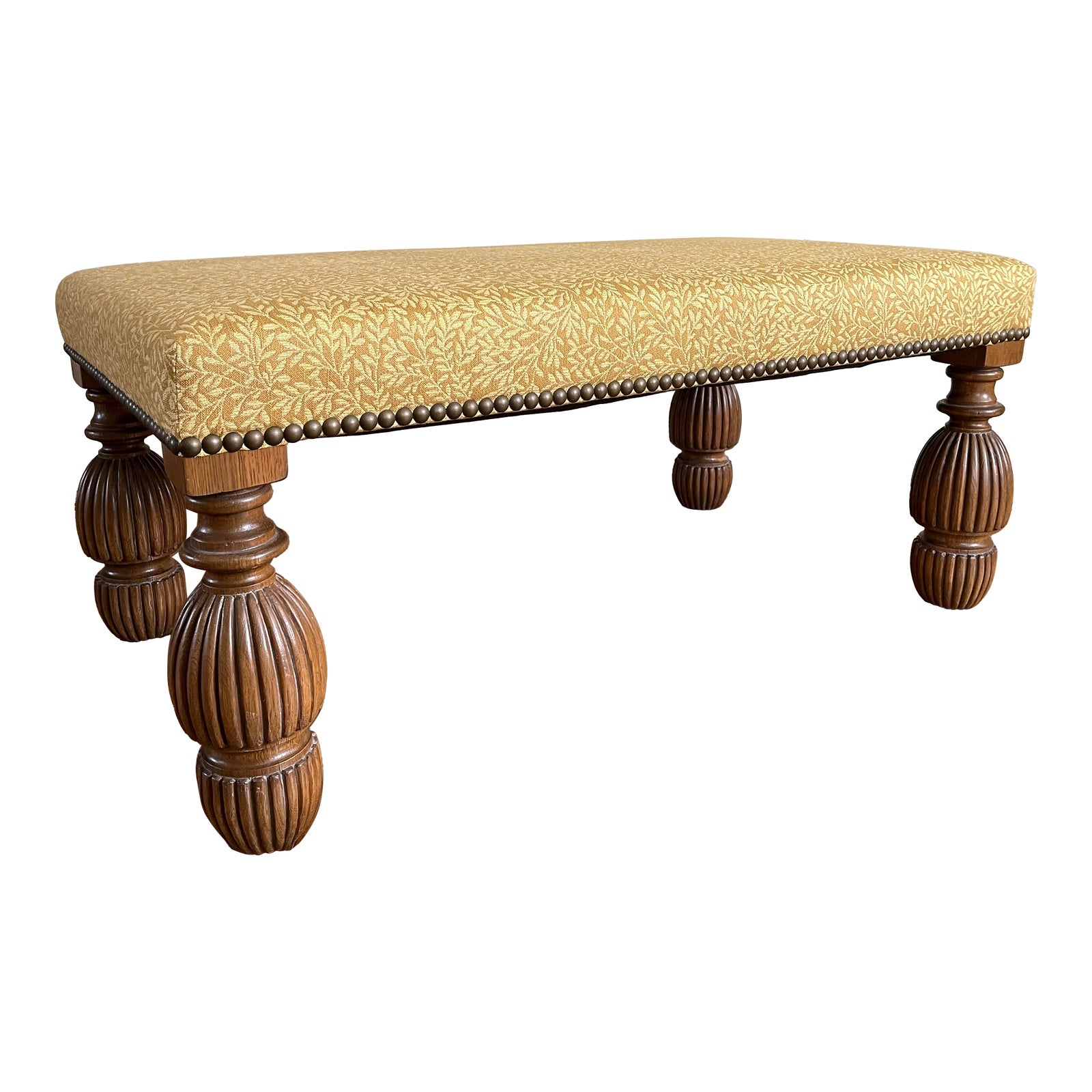 Late 20th Century Vintage Upholstered Yellow Ottoman | Chairish