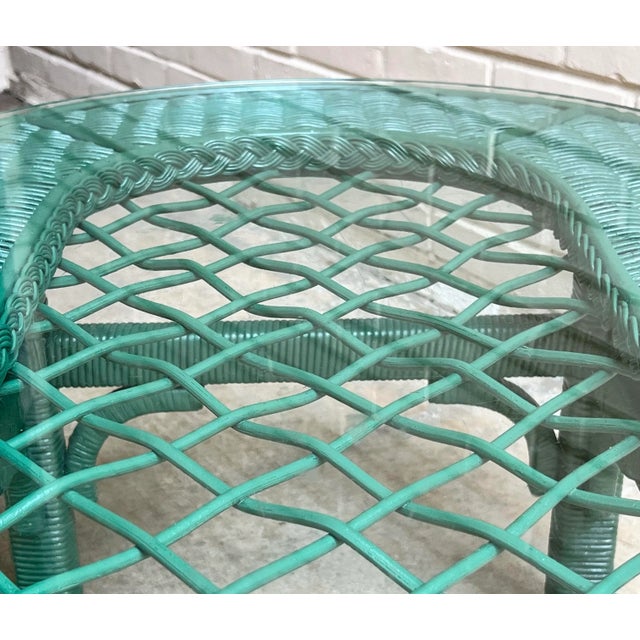 Late 20th Century Vintage Newly Painted Congo Green Oval Wicker Coffee ...
