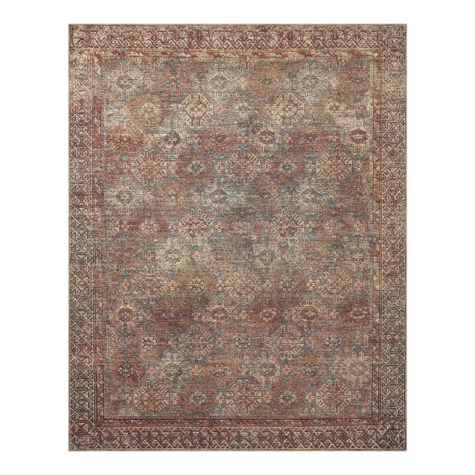 Amber Lewis x Loloi Billie Aqua / Rust 2'-3" x 3'-9" Accent Rug | Chairish