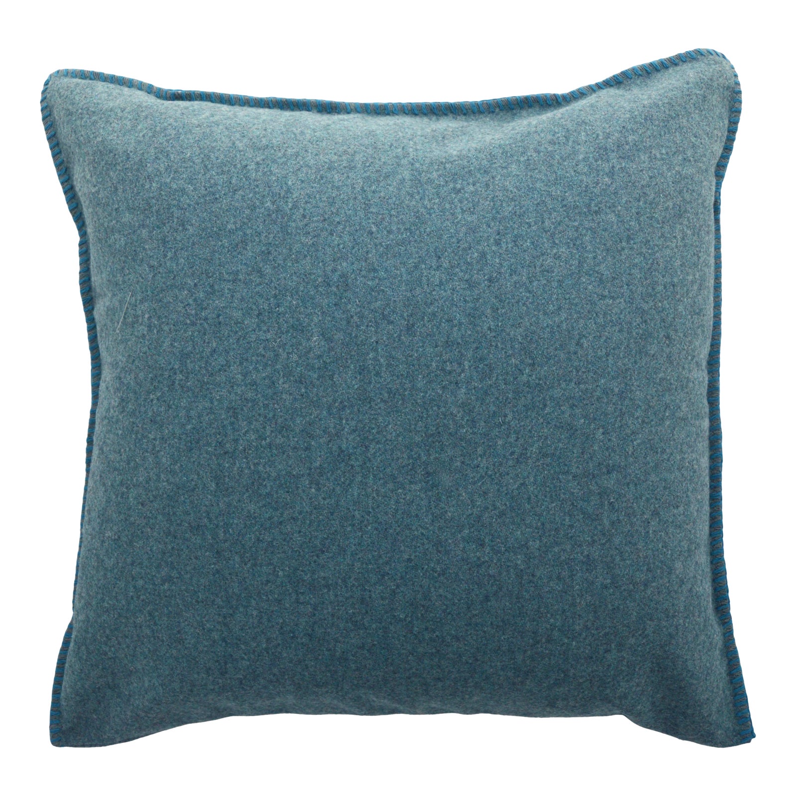 FirmaMenta Italian Aegean Blue Whipstitch Wool Square Pillow | Chairish