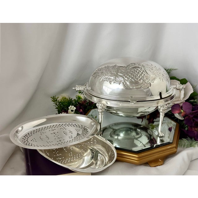 Antique Edwardian Revolving Breakfast Silver Plated Food Warmer | Chairish