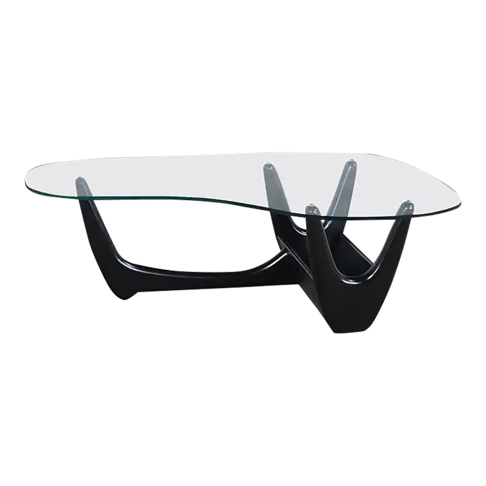 Mid Century Modern Coffee Table With Black Base & Biomorphic Glass Top ...