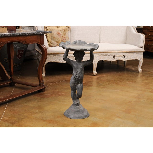 Early 20th Century English Iron Greco-Roman Style Cherub Sea Shell Bird ...