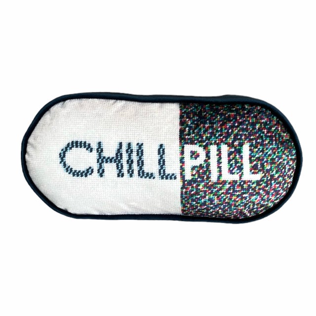 Original "Chill Pill" Sculpted Blue Velvet Pillow, Custom Made Original ...