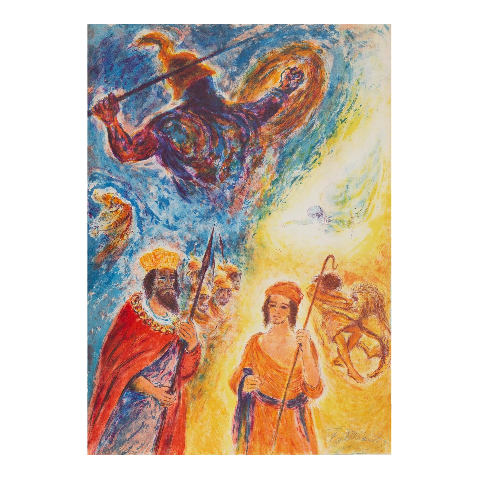David and Goliath, Ira Moskowitz Lithograph, Signed and Numbered in ...