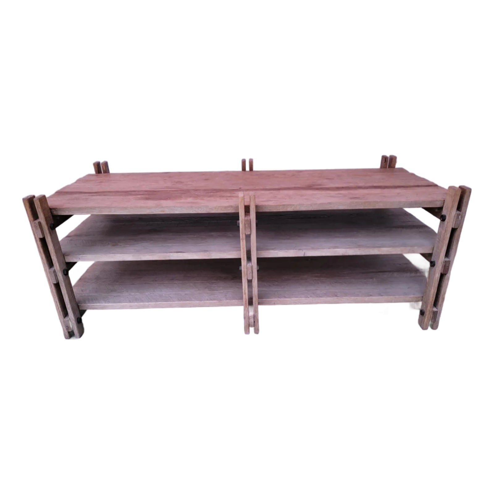 1990s Arhaus Rustic Modern Teak Wood Coffee Table | Chairish