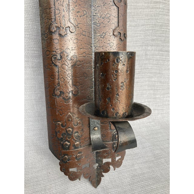 Vintage French Gothic Medieval Wrought Iron Candle Wall Sconce | Chairish