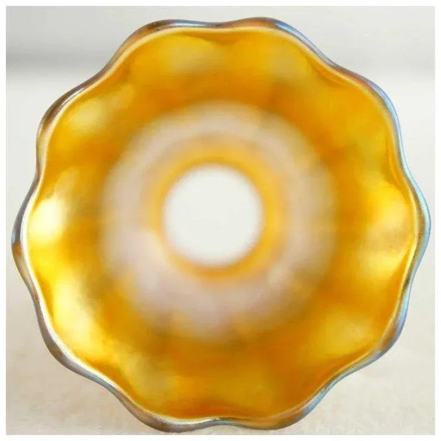 1910s American Quezal Art Nouveau Gold Glass Lily Lamp Shade Chairish