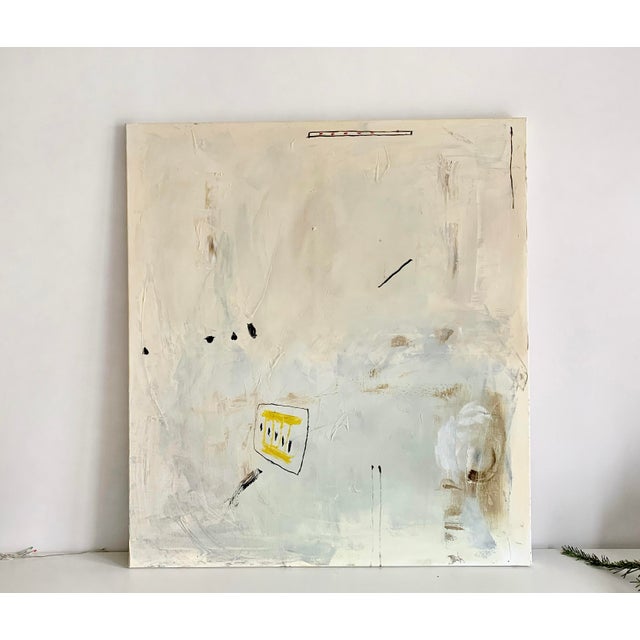 White Oil Abstract Original Painting on Canvas | Chairish